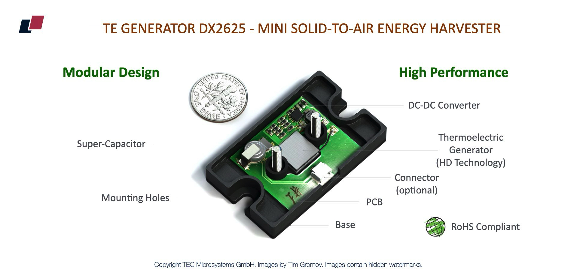 DX2625 - high-efficient self-contained TEG device with up to 20mW output