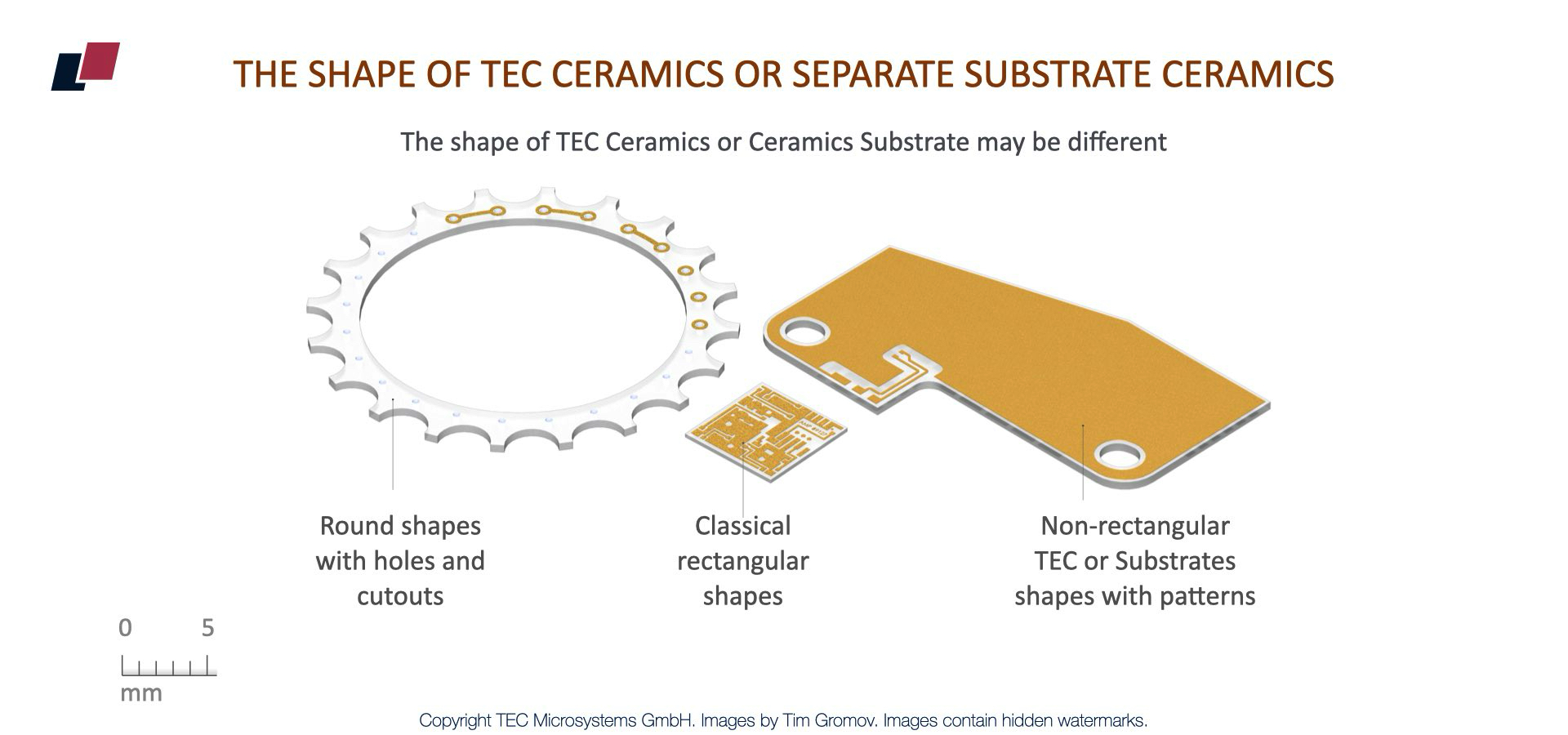 Customized Au patterns for TE Coolers and ceramic substrates